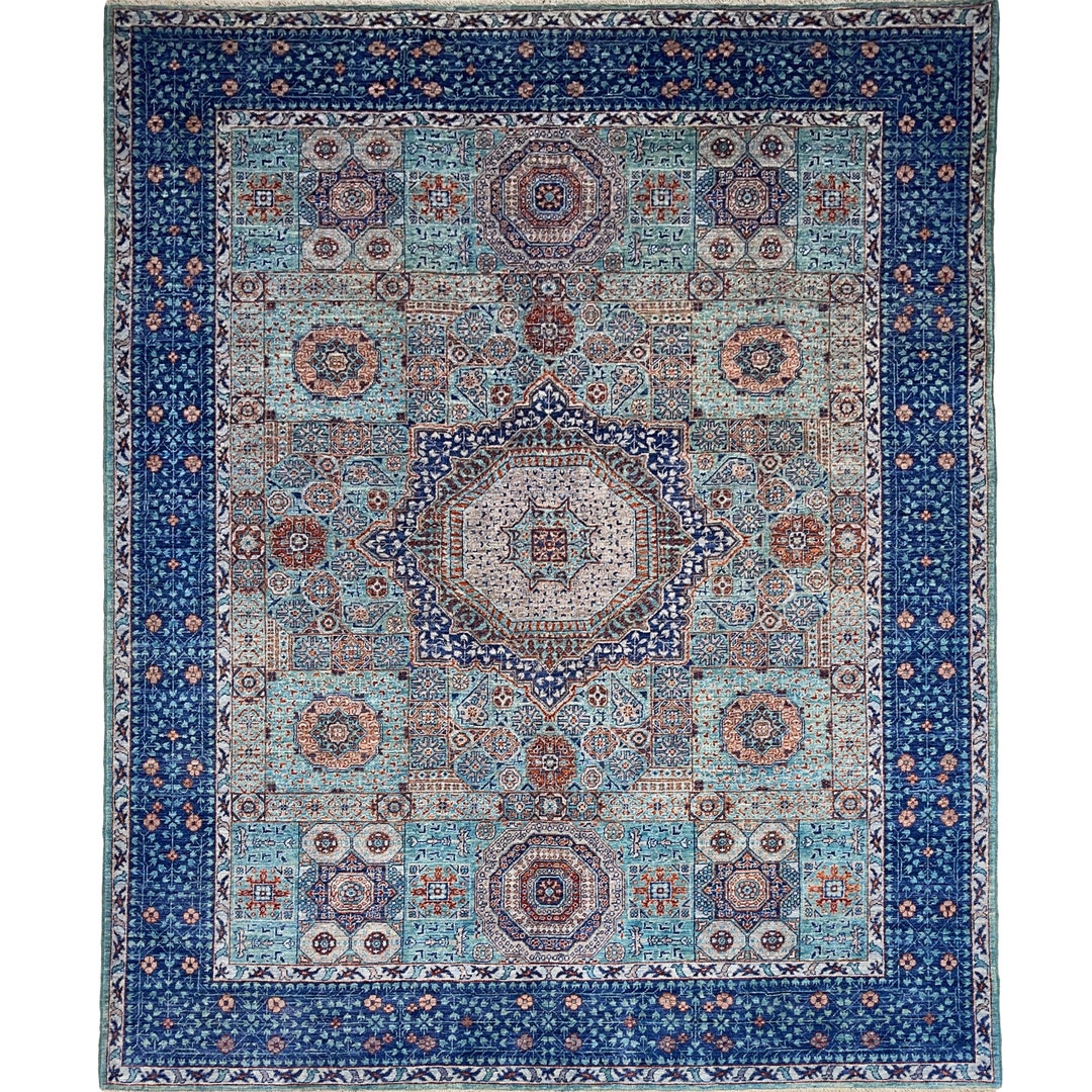 Handmade (8' X 10') Blue Mamluk Wool Area Rug - Veg Dye Afghan Oriental ...