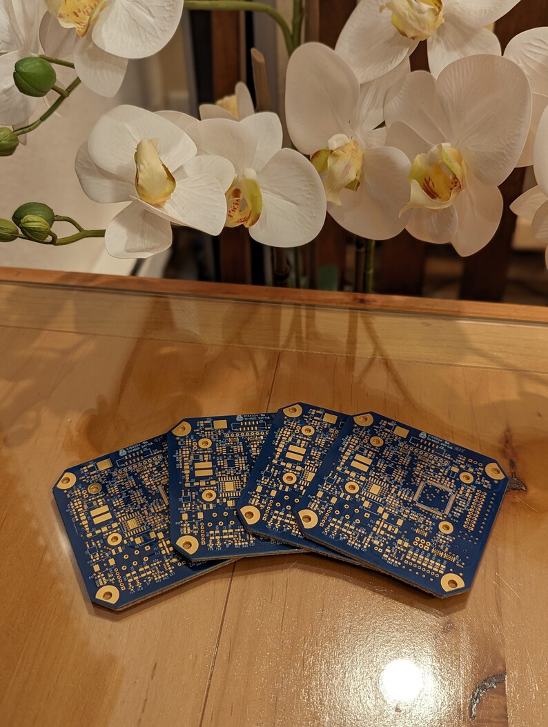 Gold Plated Circuit Board Coasters: Geeky Tech Gift - Etsy