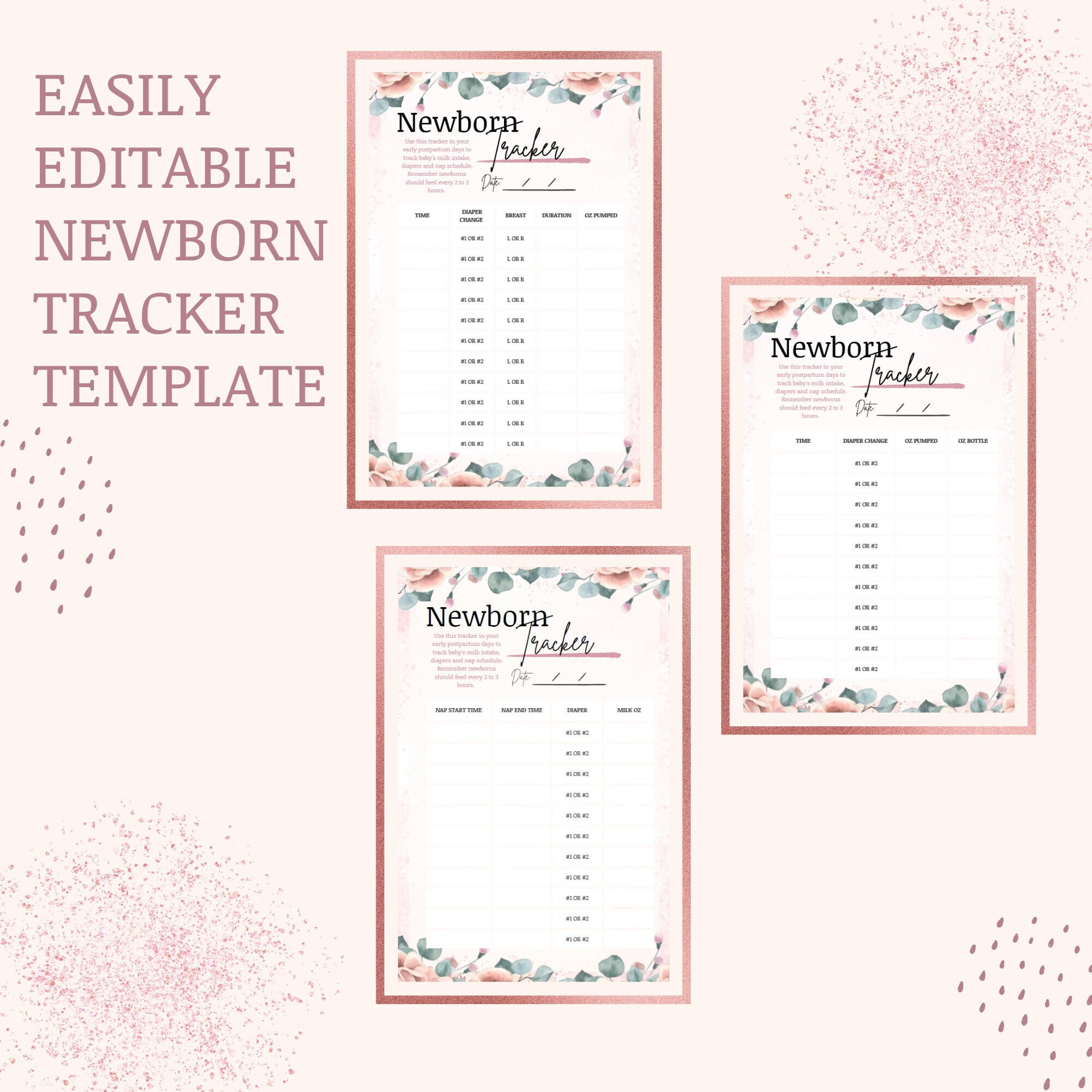 Editable & Printable Newborn Tracker (nap Schedule / Breastfeeding ...