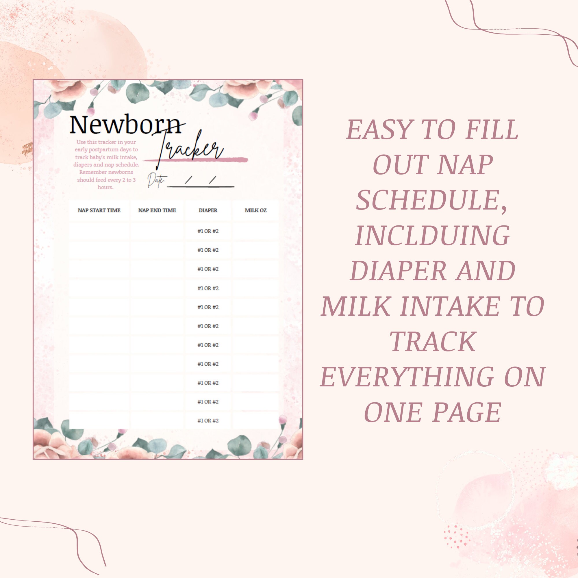 Editable & Printable Newborn Tracker (nap Schedule / Breastfeeding ...