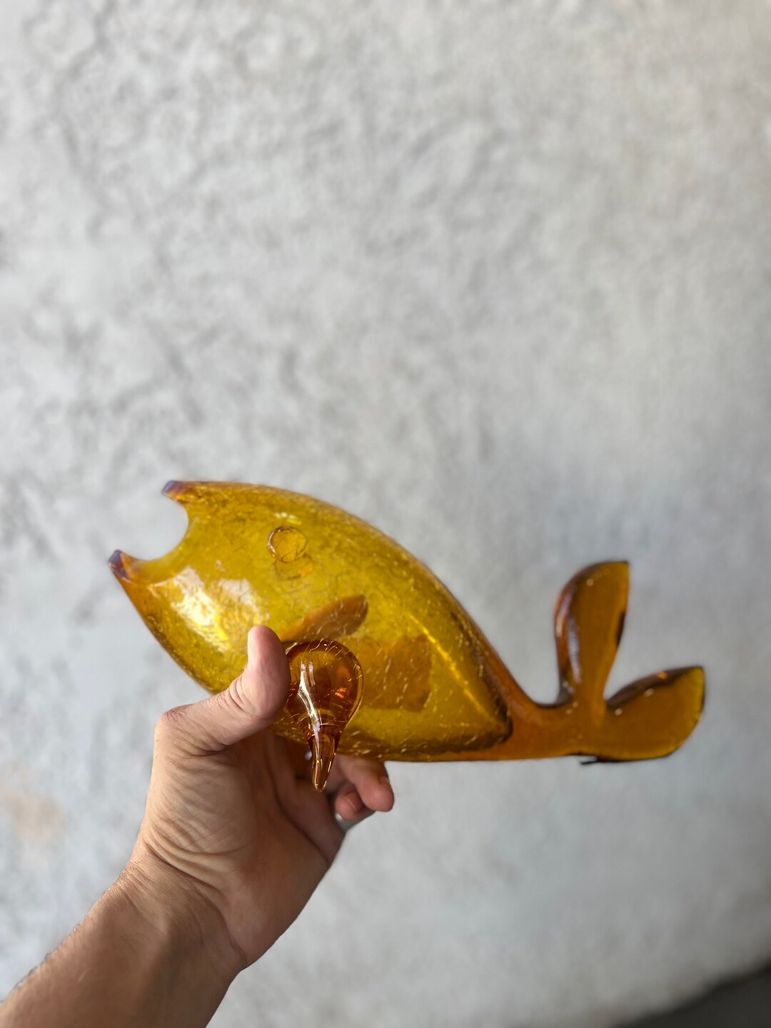 Pristine Blenko Glass Company Amber Crackle Glass Fish - Etsy