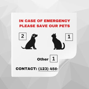 Custom Emergency Pet Sticker Pet Rescue Emergency Sign Dog Safety Decal ...