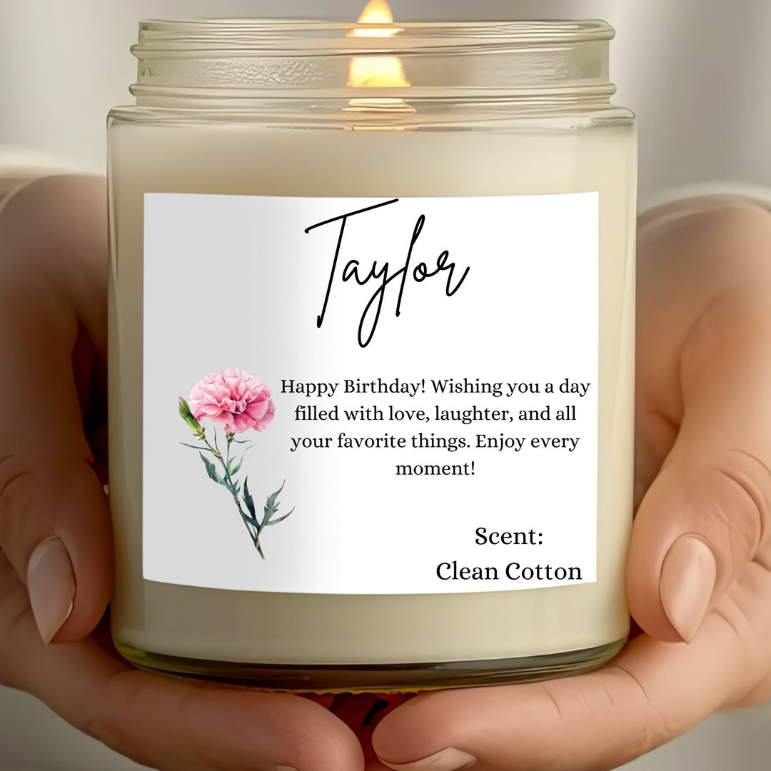 Custom Birth Flower Candle Personalized Birthday Gift Bridesmaid Gift ...