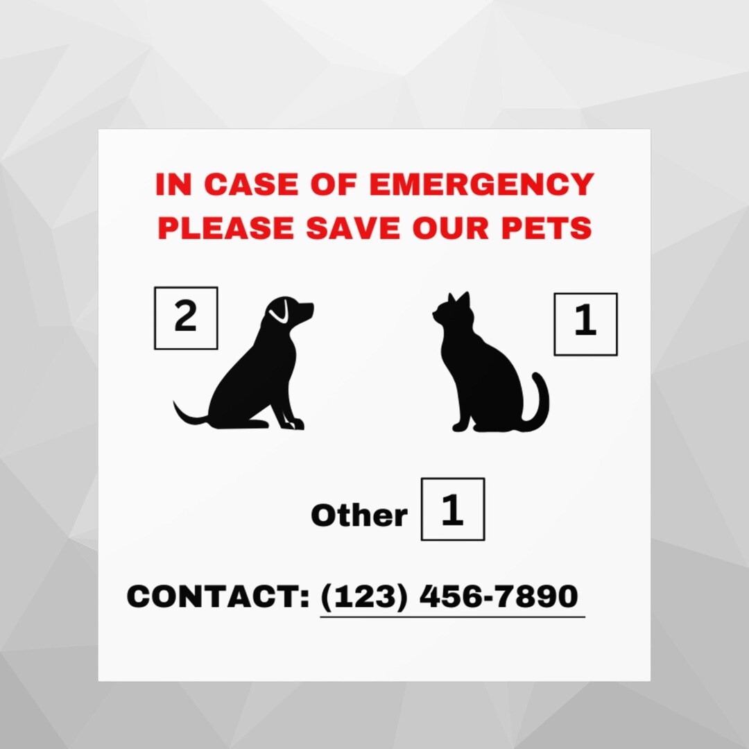 Custom Emergency Pet Sticker Pet Rescue Emergency Sign Dog Safety Decal ...