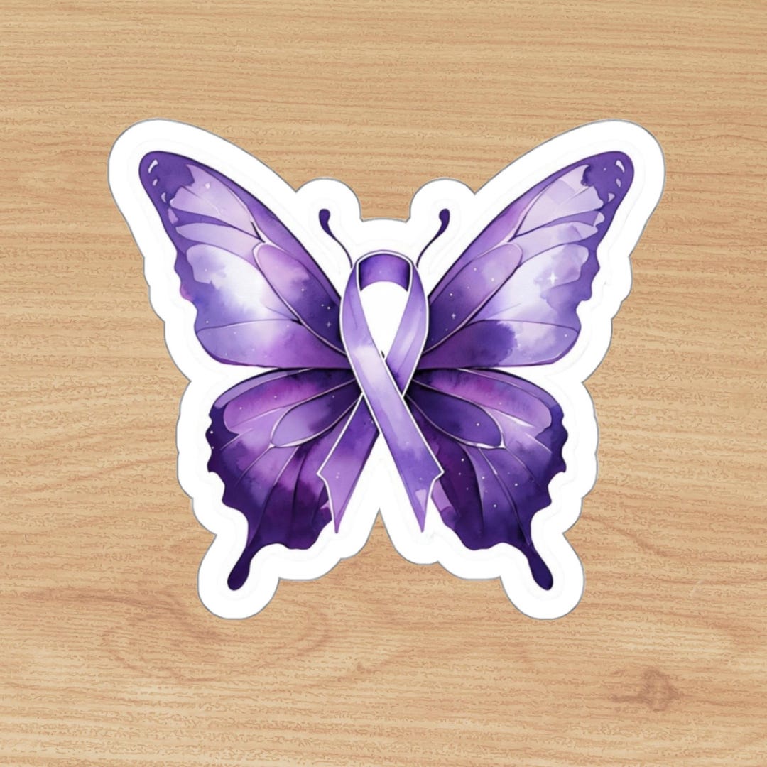 Purple Butterfly Ribbon Vinyl Decal | Lupus Awareness Car Window ...