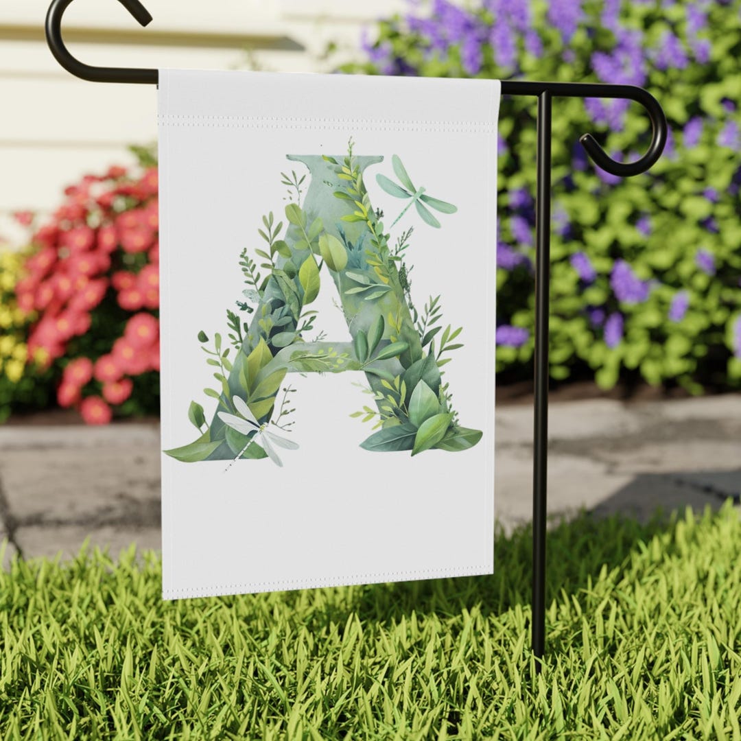 Dragonfly Monogram Garden Flag Personalized Letter Flag Custom Garden ...