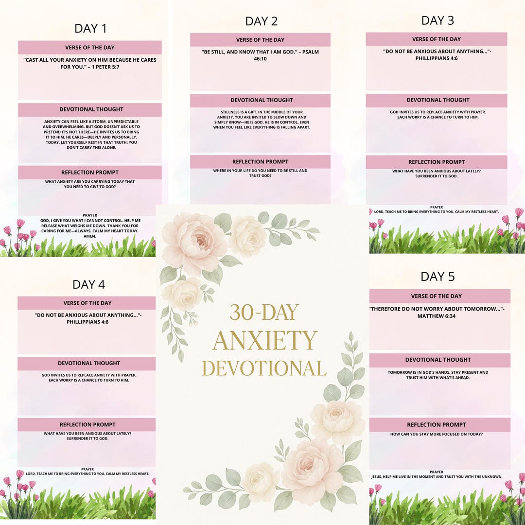 30 Day Christian Anxiety Devotional Journal Bible Verses Guided Prompts ...