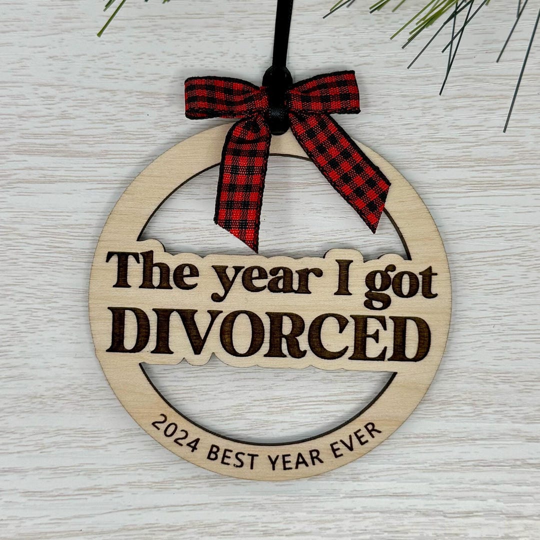 Wooden, Engraved Divorce Christmas Ornament - Festive Holiday Decor for ...