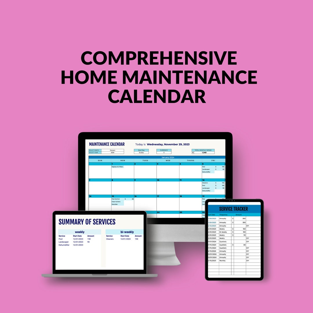 Comprehensive Home Maintenance Calendar - Etsy