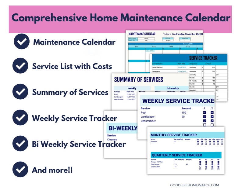 Comprehensive Home Maintenance Calendar - Etsy