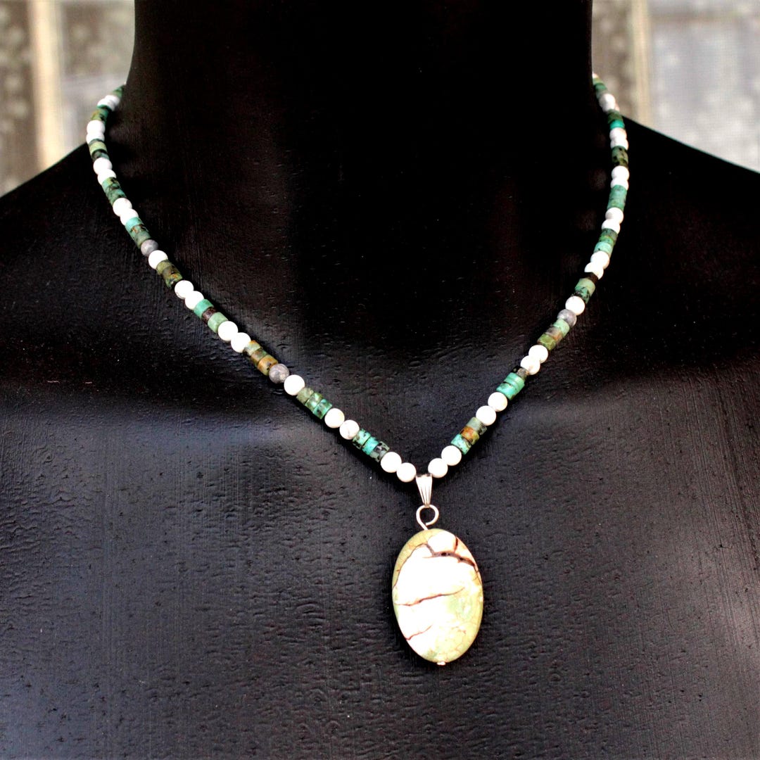 Healing Natural Gemstone Elegant Variscite Pendant Necklace ...