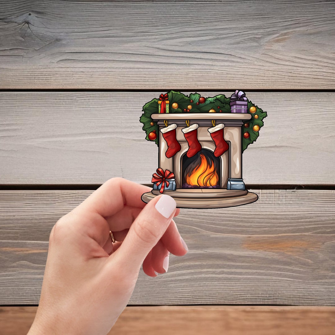 Fireplace and Stockings Sticker Holiday Sticker Winter - Etsy