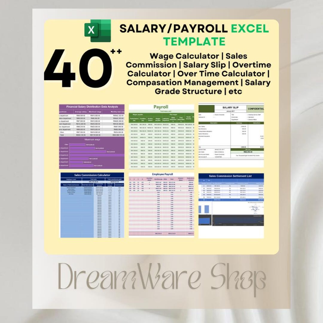 40 Set Salary/ Payroll EXCEL TEMPLATE : Employee Payroll ǀ Wage ...