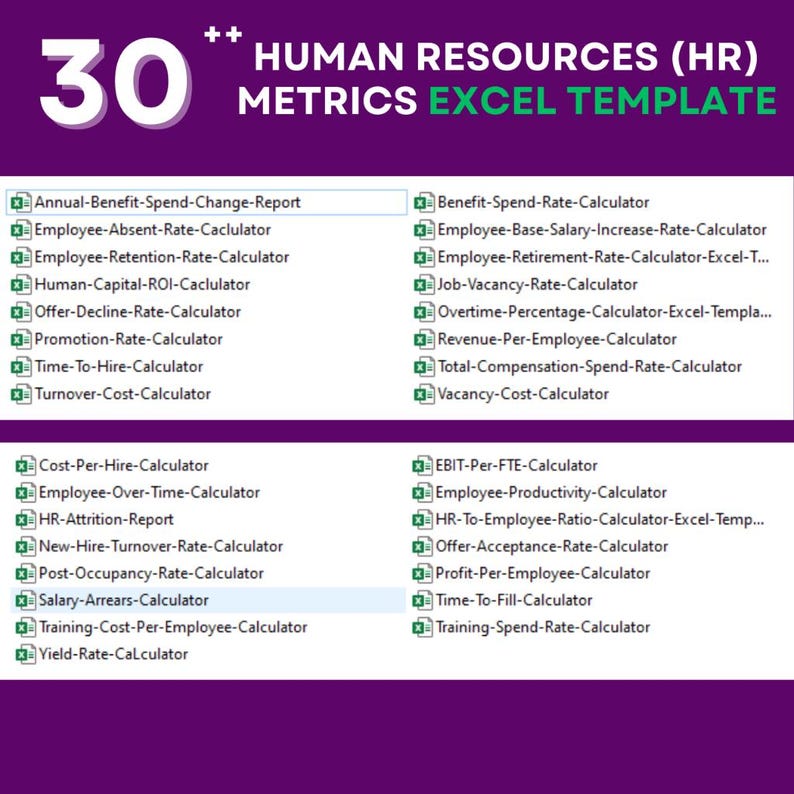 30 Human Resources HR EXCEL Templates: Excel Calculator ǀ Human Capital ...