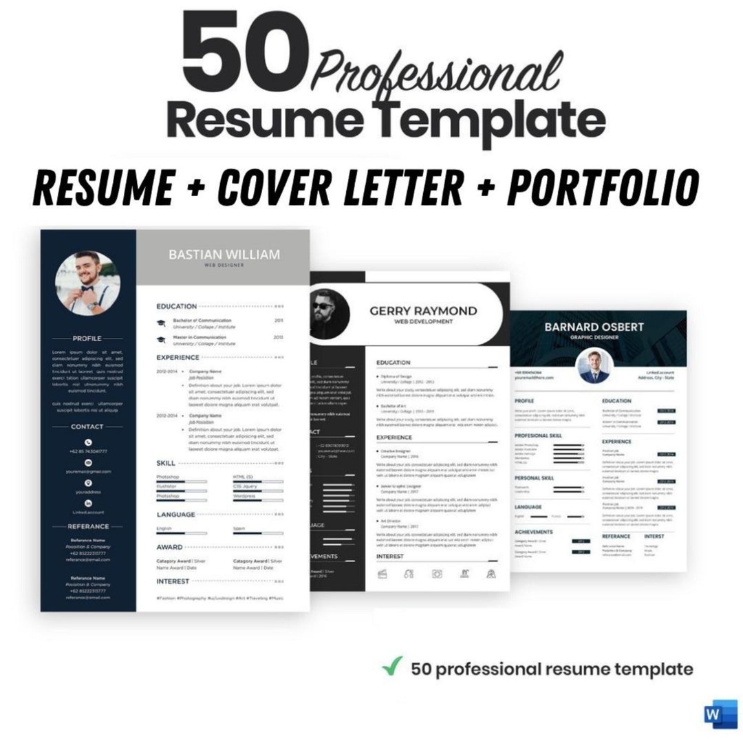 50 Sets Quality Professional Resume/cv/cl Templates mixed Format ...
