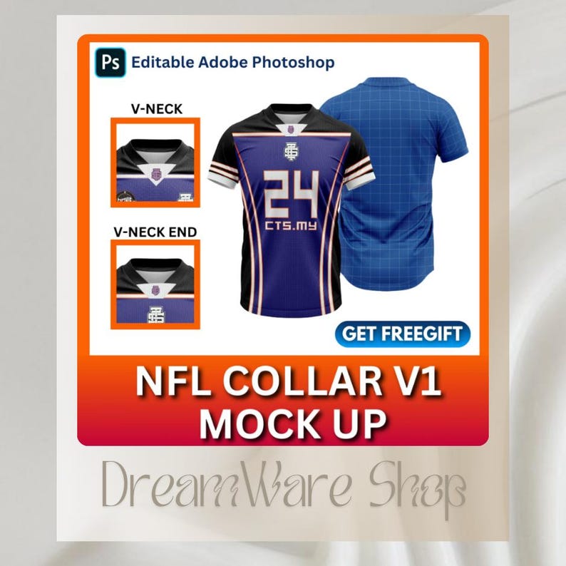 NFL Jersey Mock up / Template Editable Football Shirt Template PSD ...
