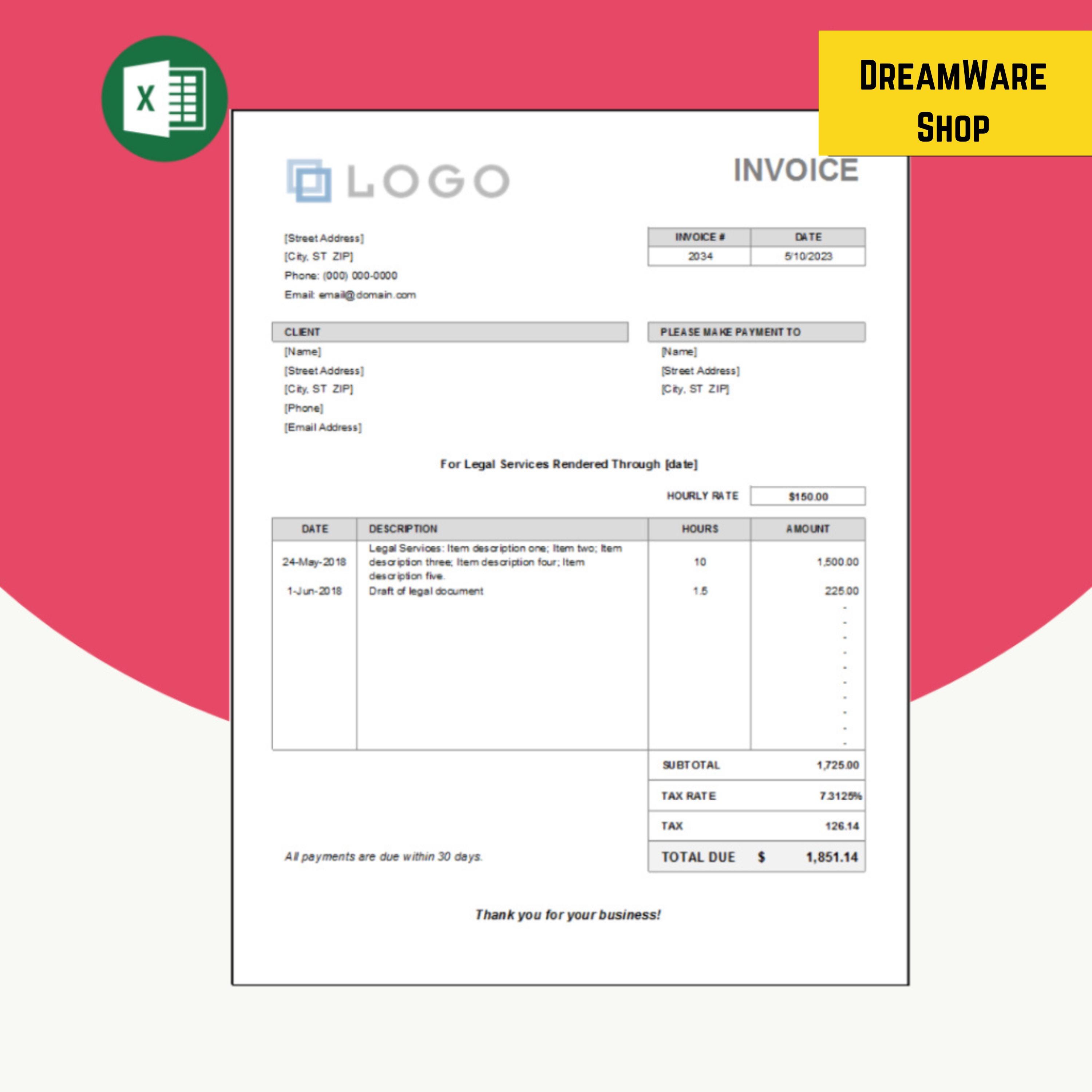 Invoice Receipt Template Billing Slip 10 in 1 Easy to Edit in Microsoft ...