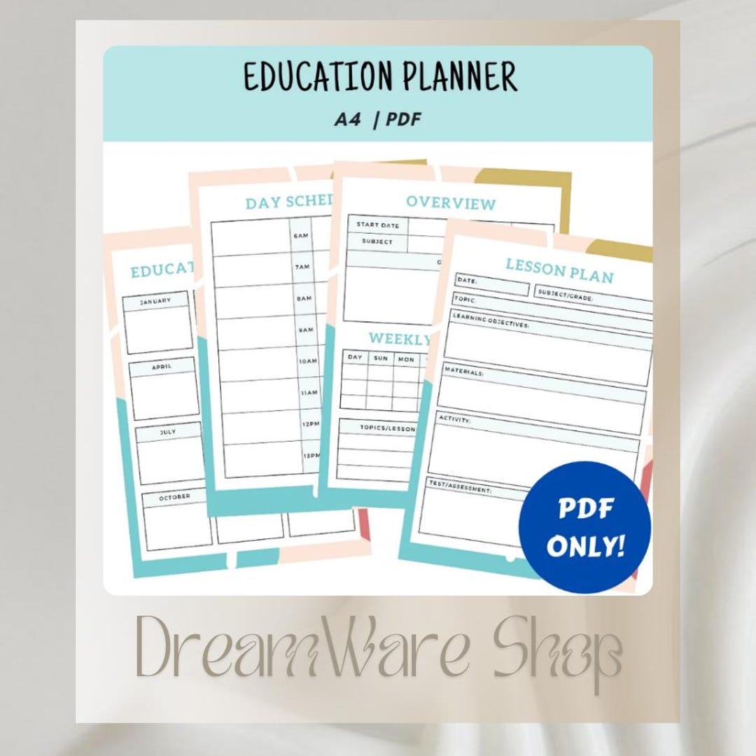 Printable Education Planner Lesson Plan, Weekly & Daily Schedules ...