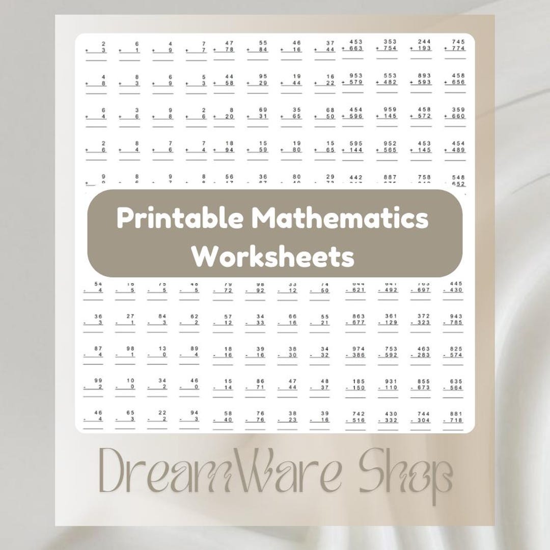 1800 Practice Questions Printable Mathematics Worksheets PDF - Etsy