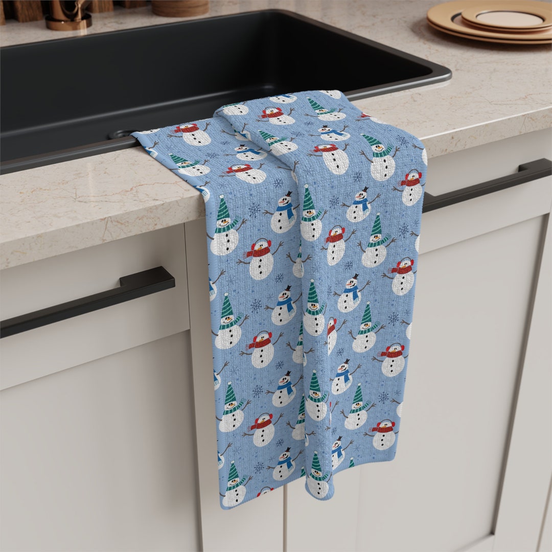 Frosty Friends Snowmen Soft Kitchen Towel: Cute Happy Snowmen Wearing ...