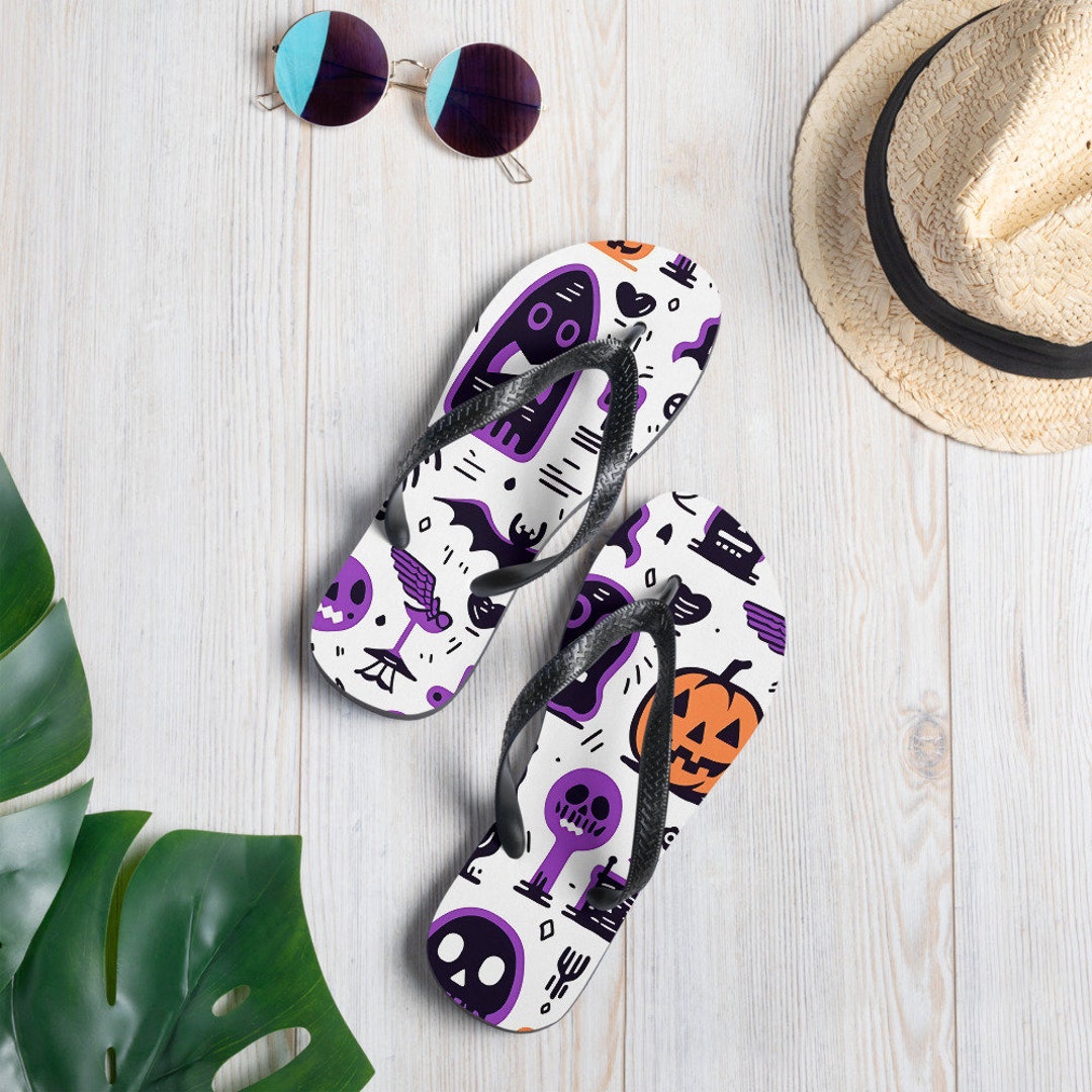 Spooky Kawaii Flip Flops Gothic Sandals Witchy Beach - Etsy