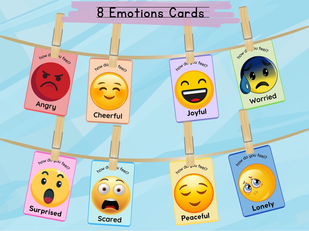 8 Emotion Flashcards Feelings Calm Down Corner Feeling - Etsy