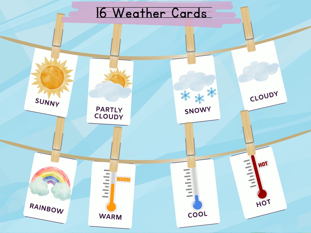 16 Weather Cards Instant Download Printable Montessori Flash Cards ...