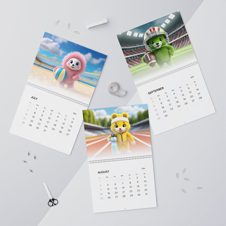 2024 Sporty Critters Calendar 2024 Wall Calendar Funny Kids - Etsy