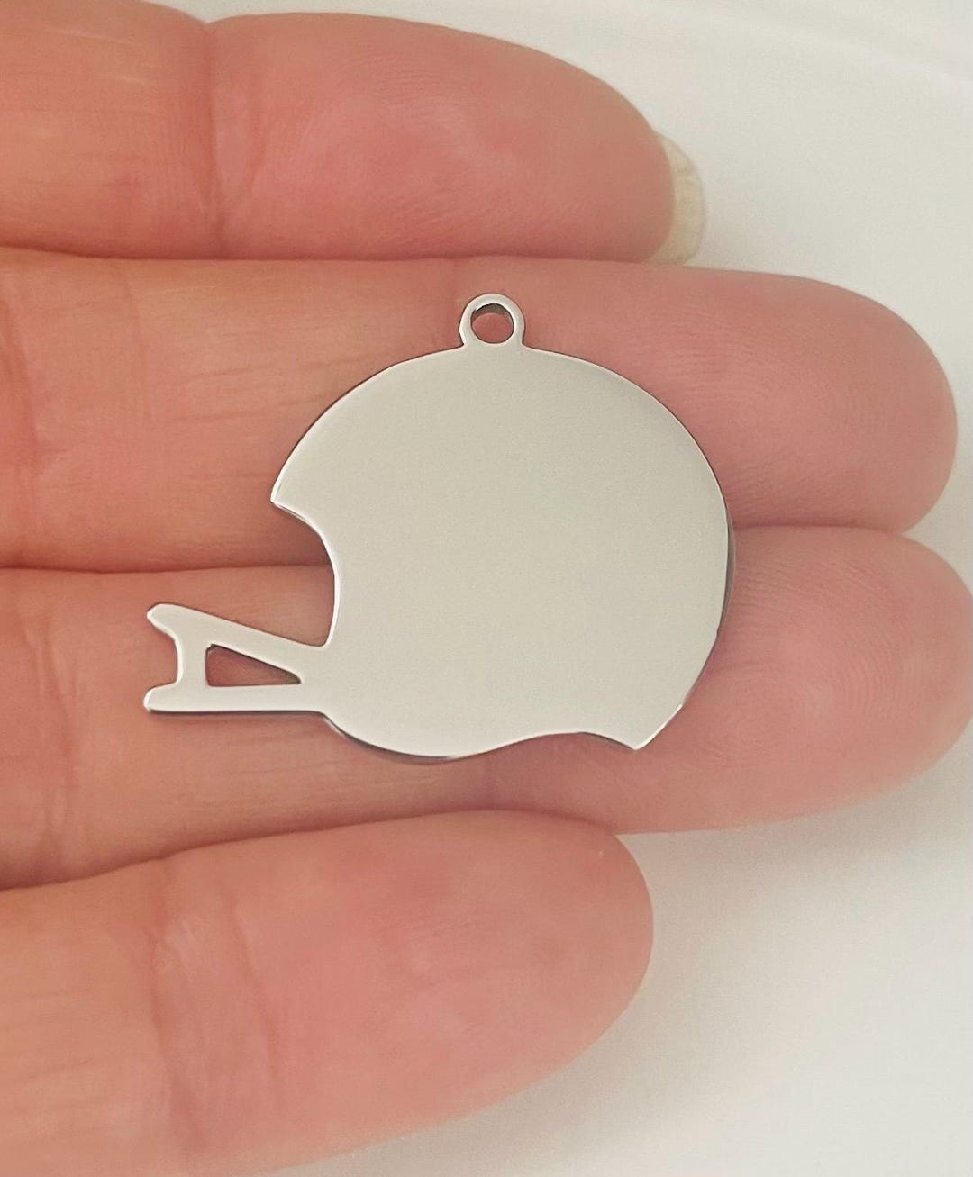 Stainless Steel Football Helmet Charm-mirrored Finish on Both Sides ...
