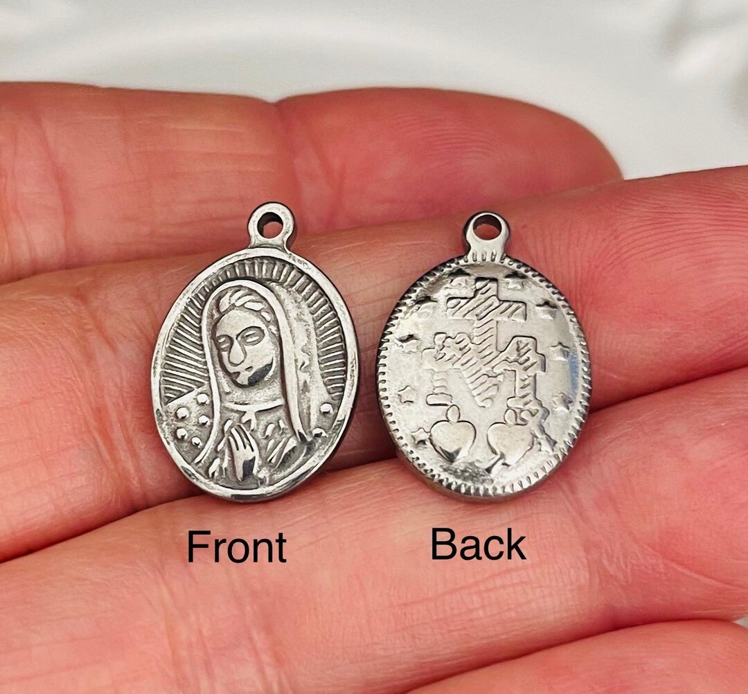 Stainless Steel Mother Mary Religious Charm-measures 14mm X 16mm-comes ...