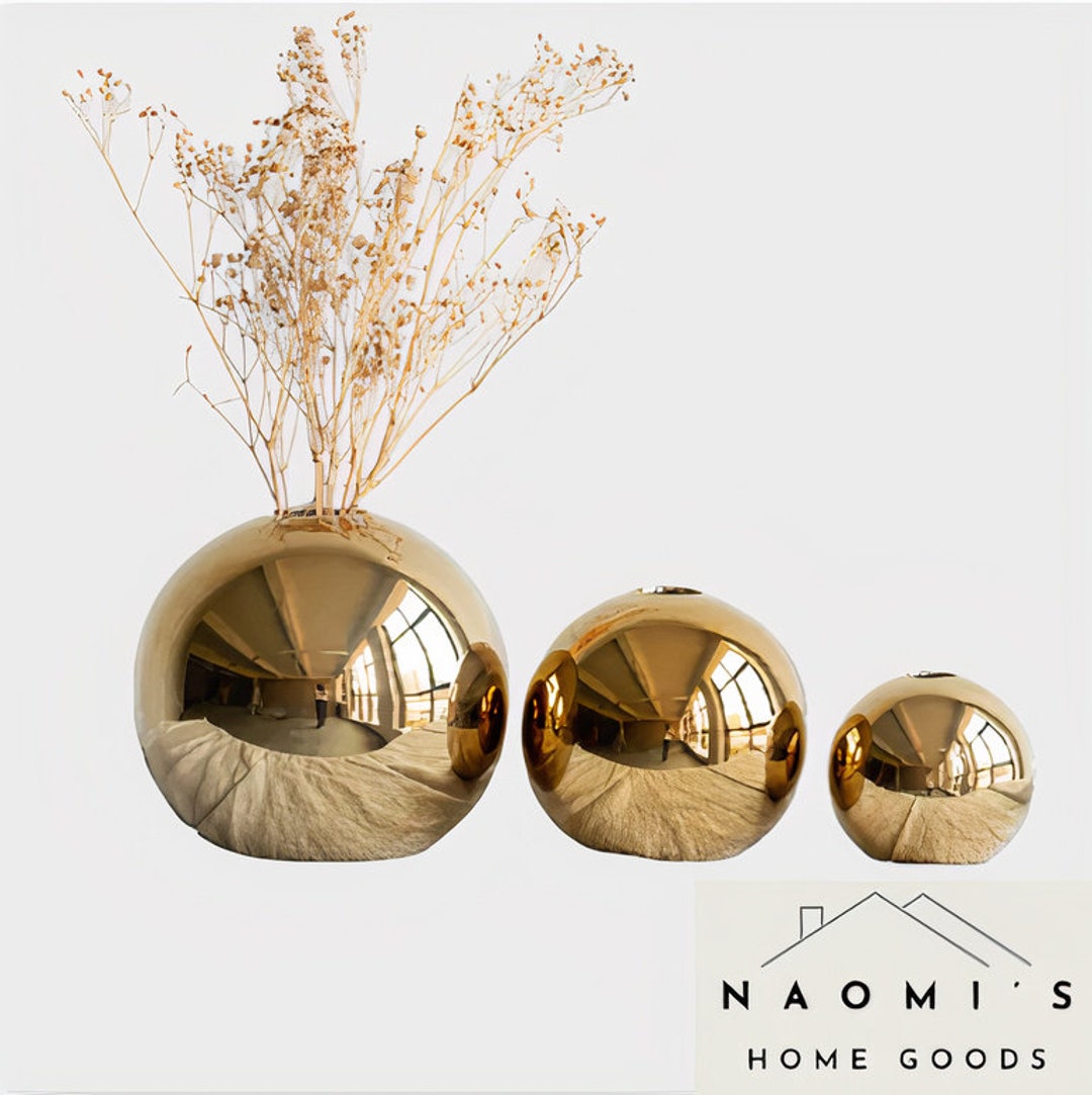 Gold Ball Flower Vase Round Flower Vase Circular Flower - Etsy