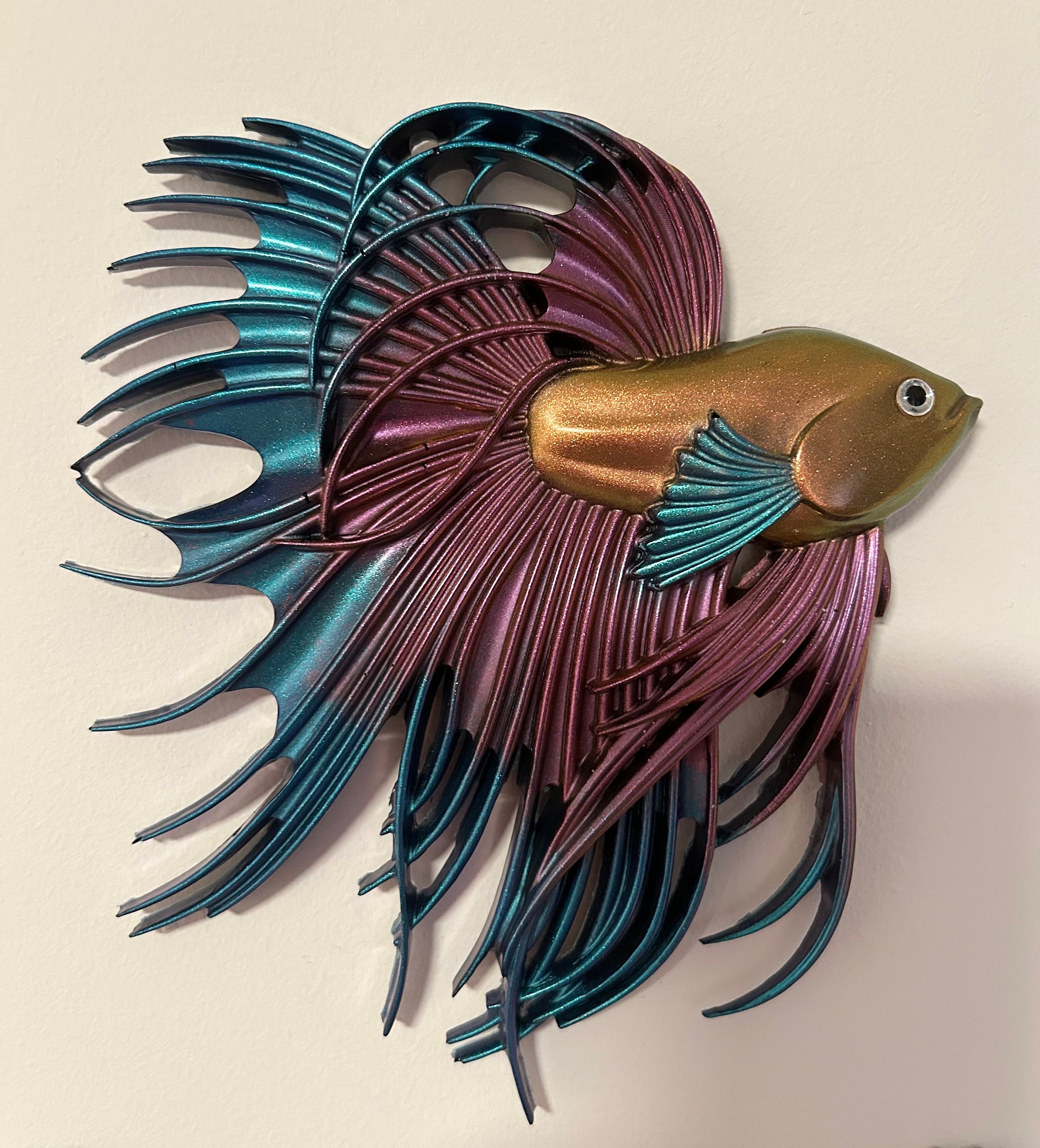 BUBBLES the Resin Betta FISH Resin Wall Art Epoxy Handmade Art Craft ...