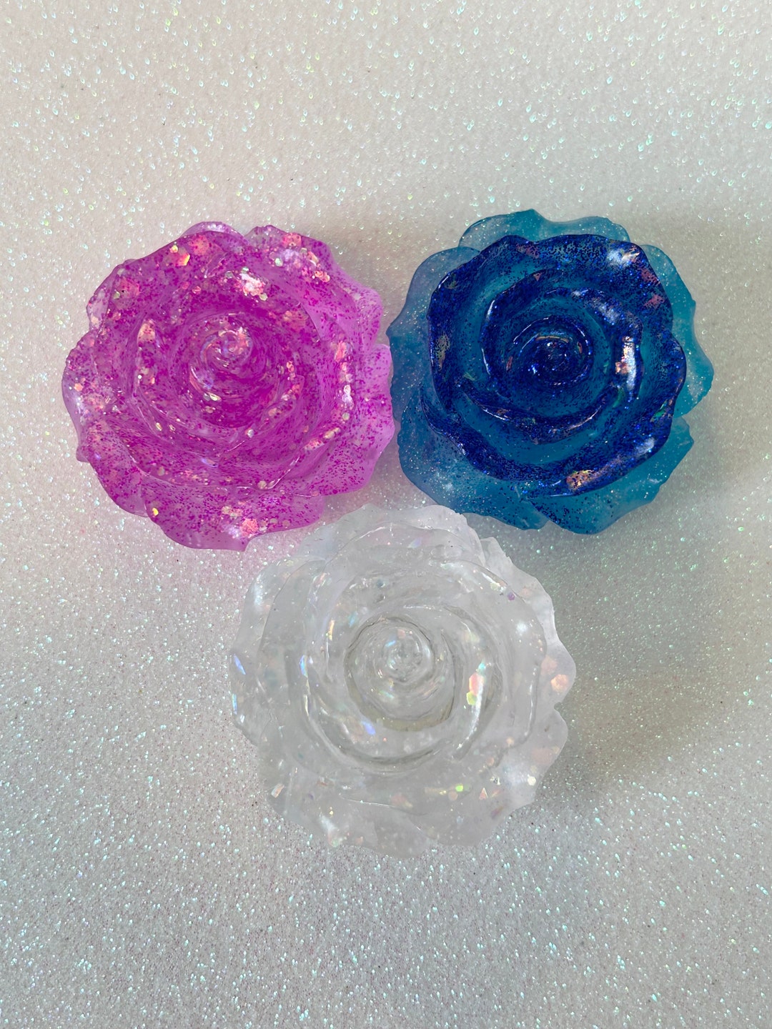 One of a Kind Resin Rose MAGNETS Set of 3 Epoxy Handmade Refrigerator ...