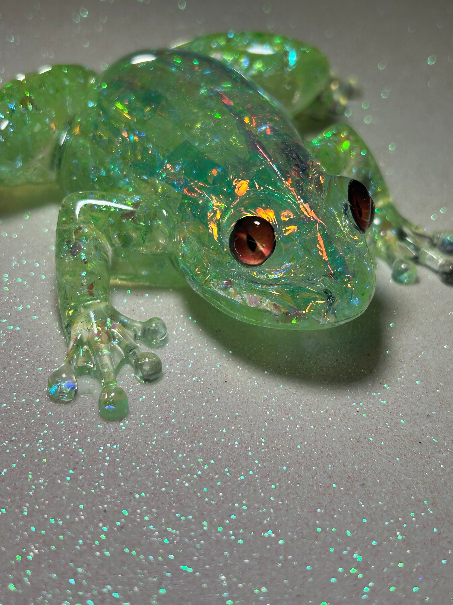 JADE the FROG Resin Opal Epoxy Resin Handmade Figurine Art Craft ...