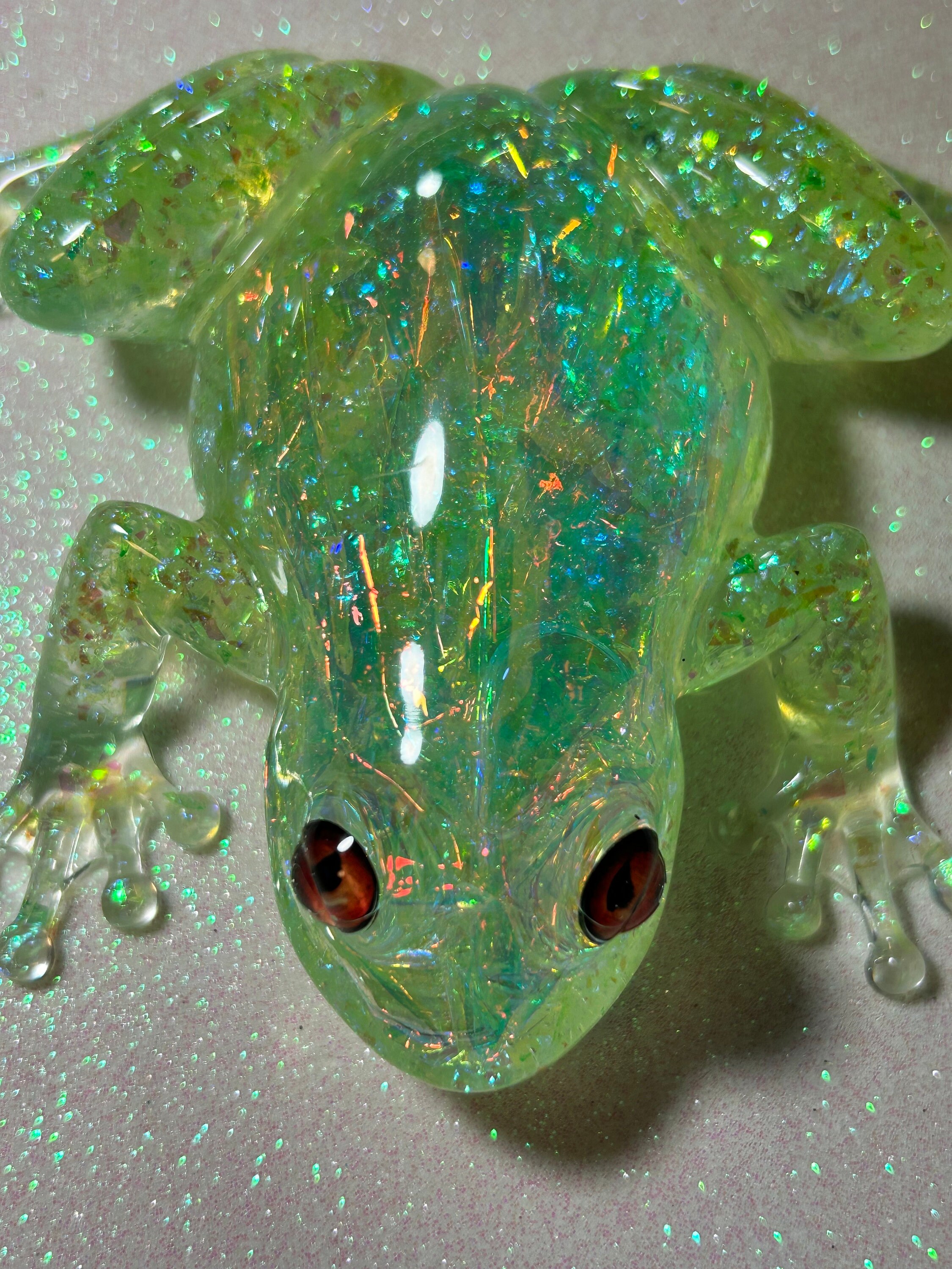 JADE the FROG Resin Opal Epoxy Resin Handmade Figurine Art Craft ...