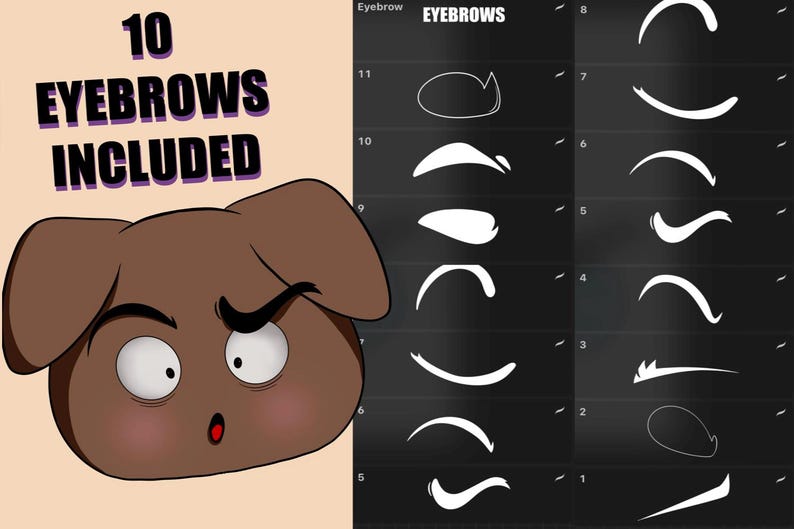 Procreate Cartoon Eyes Stamp and Eyebrows for Procreate - Etsy