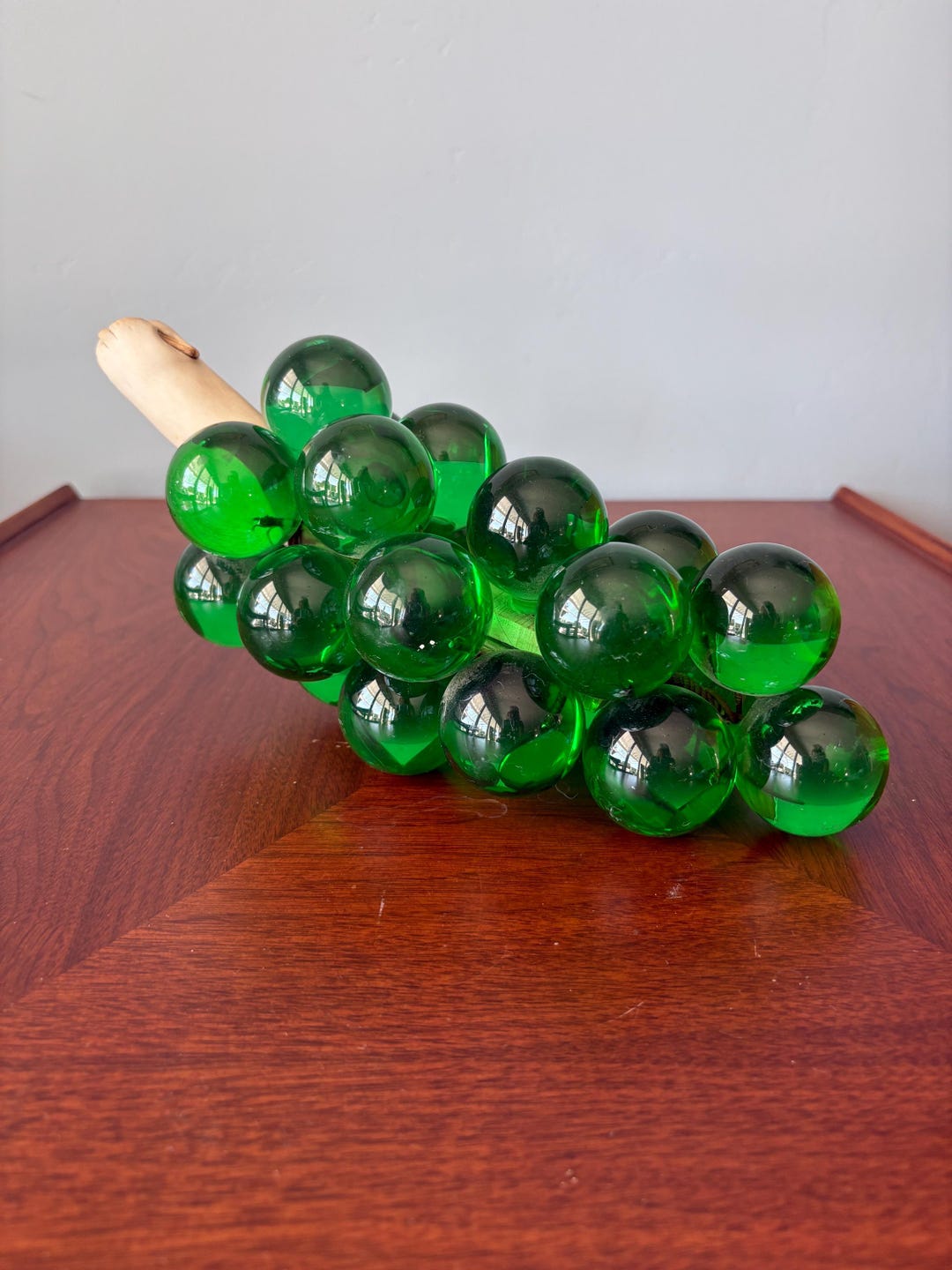 Vintage Emerald Green Resin Grapes on a Driftwood Stem - Etsy