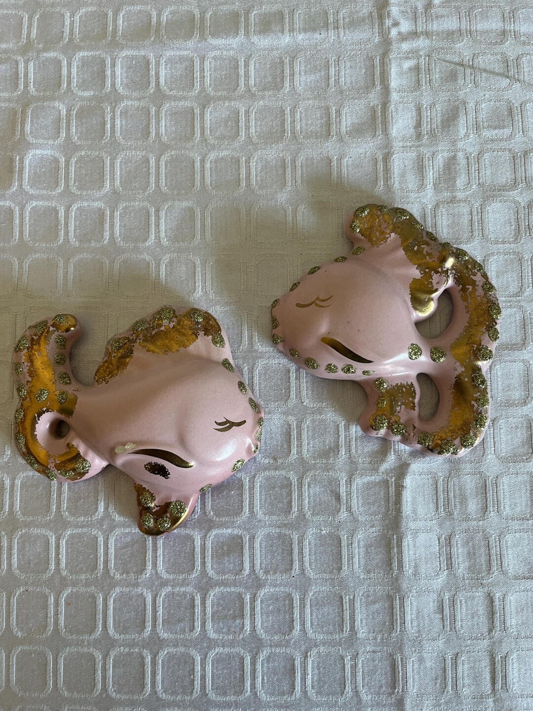 Vintage Pink Kissing Fish Chalkware Wall Art - Etsy