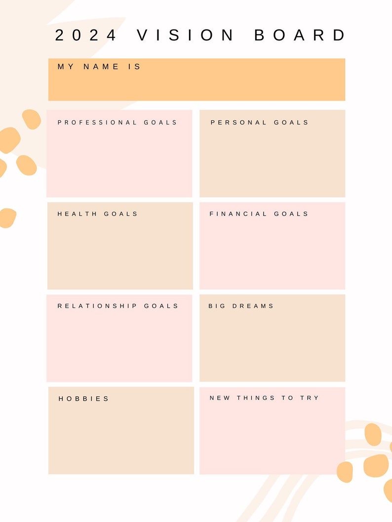 Digital Vision Board, Printable 2024 Vision Board, Vision Board Digital ...