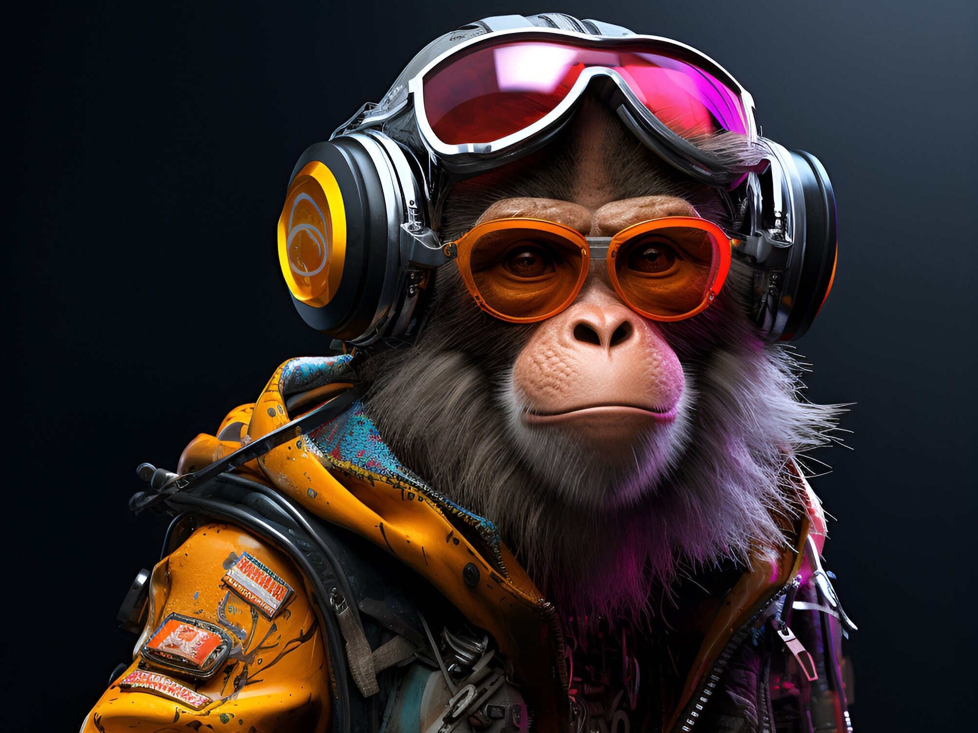 Futuristic Cyberpunk Monkey Print - Cool Digital Art for Your Space - Etsy