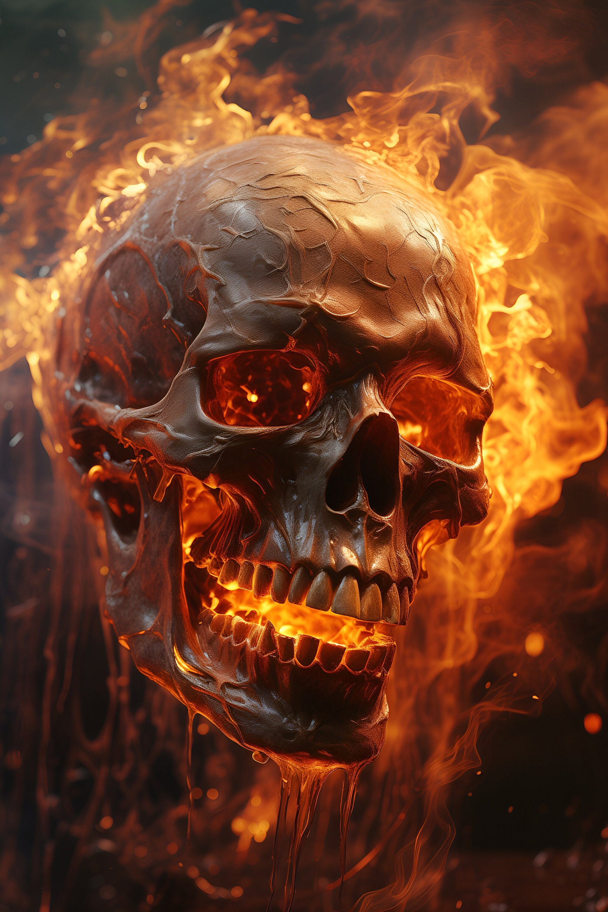 Fiery Skull Digital Print - Hauntingly Beautiful Wall Art - Etsy