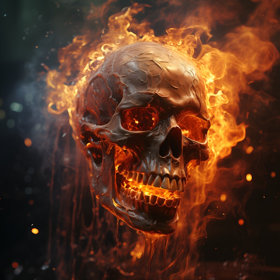Fiery Skull Digital Print - Hauntingly Beautiful Wall Art - Etsy