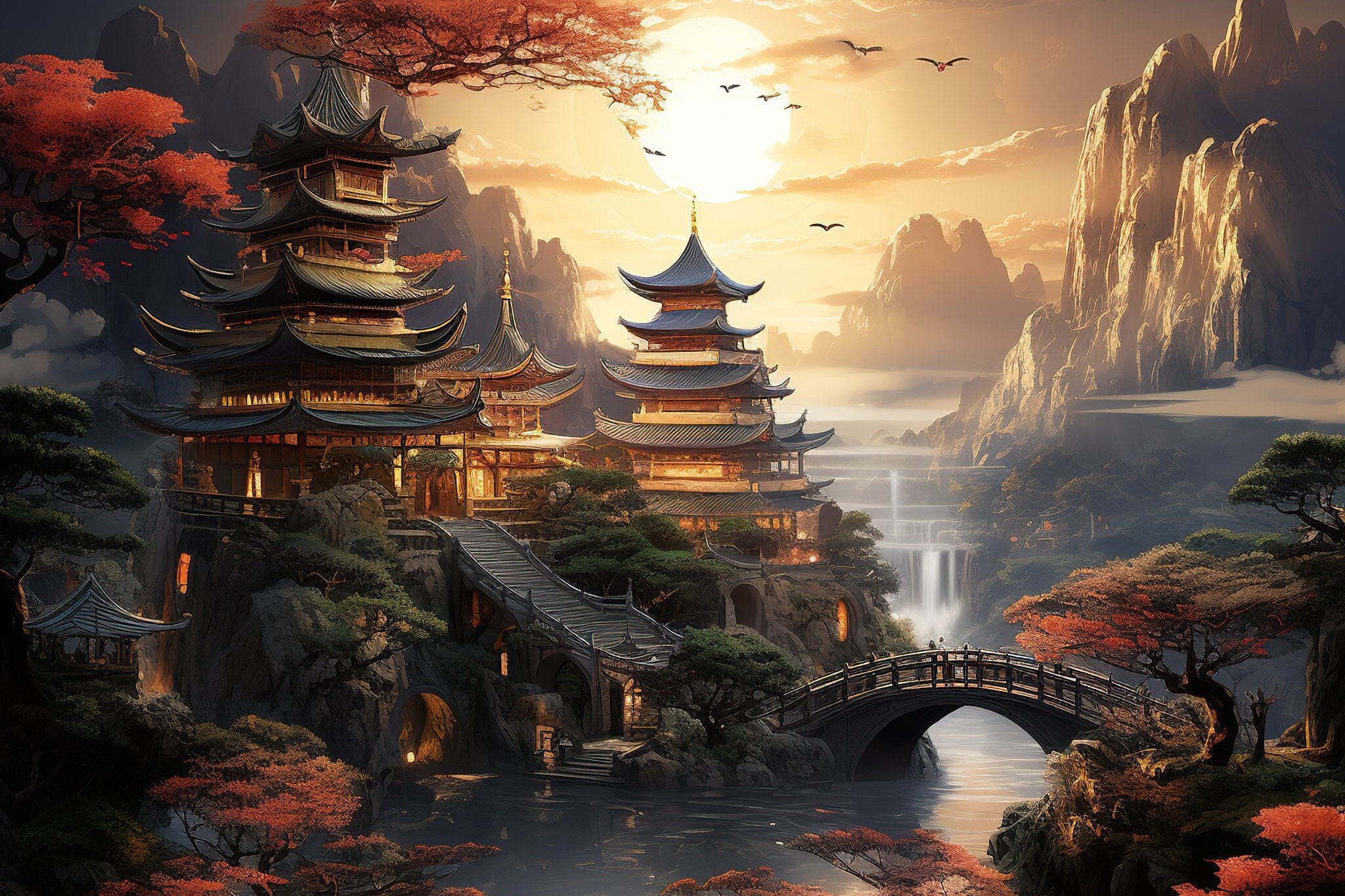 Zen-inspired Feng Shui Landscape: Digital Print for a Harmonious Home ...