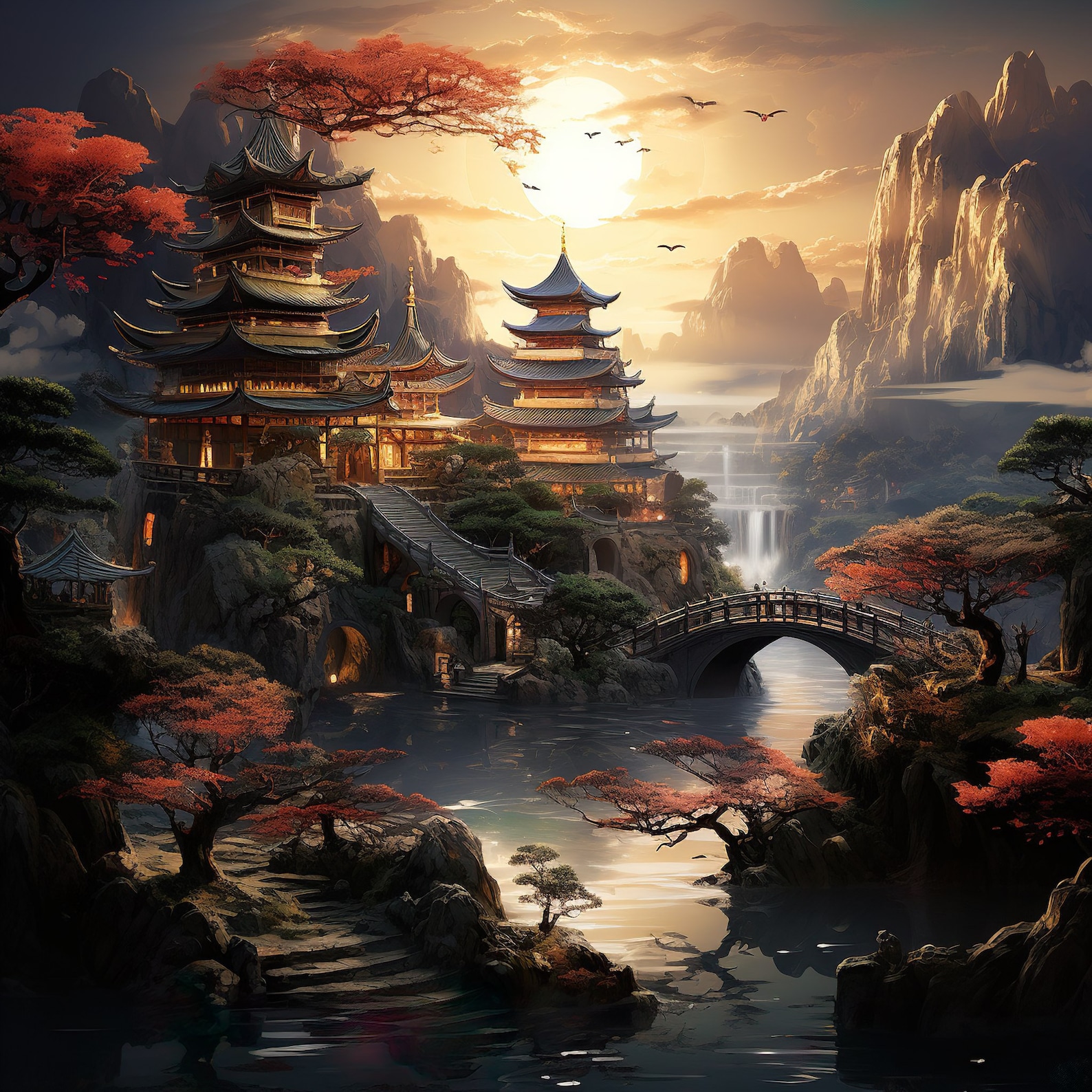 Zen-inspired Feng Shui Landscape: Digital Print for a Harmonious Home ...