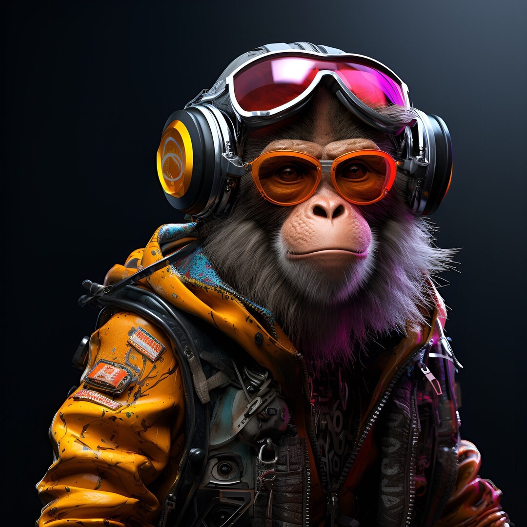 Futuristic Cyberpunk Monkey Print - Cool Digital Art for Your Space - Etsy