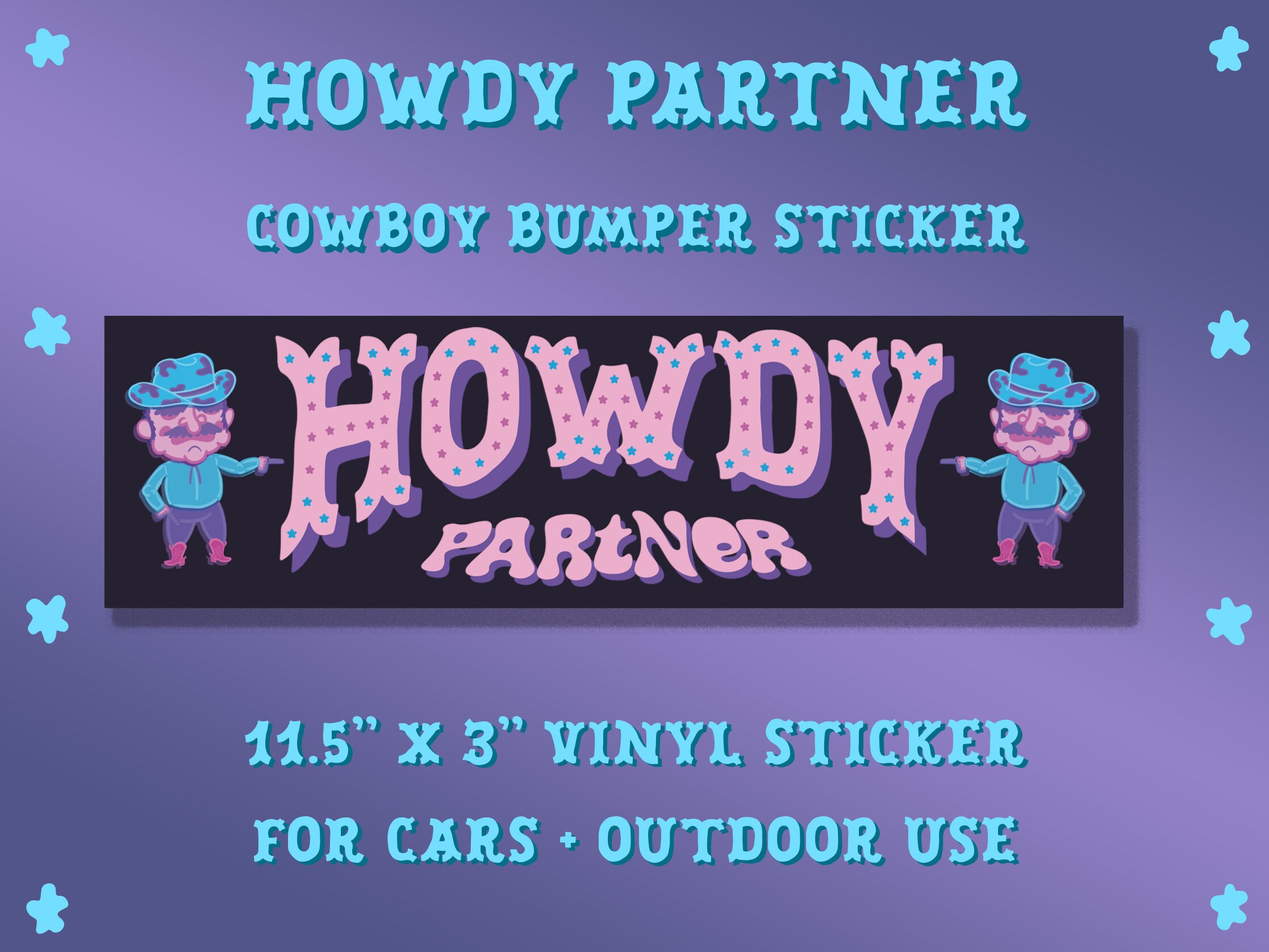 Howdy Cowboy Bumper Sticker Gift Western Cowboy Art Vinyl Car - Etsy