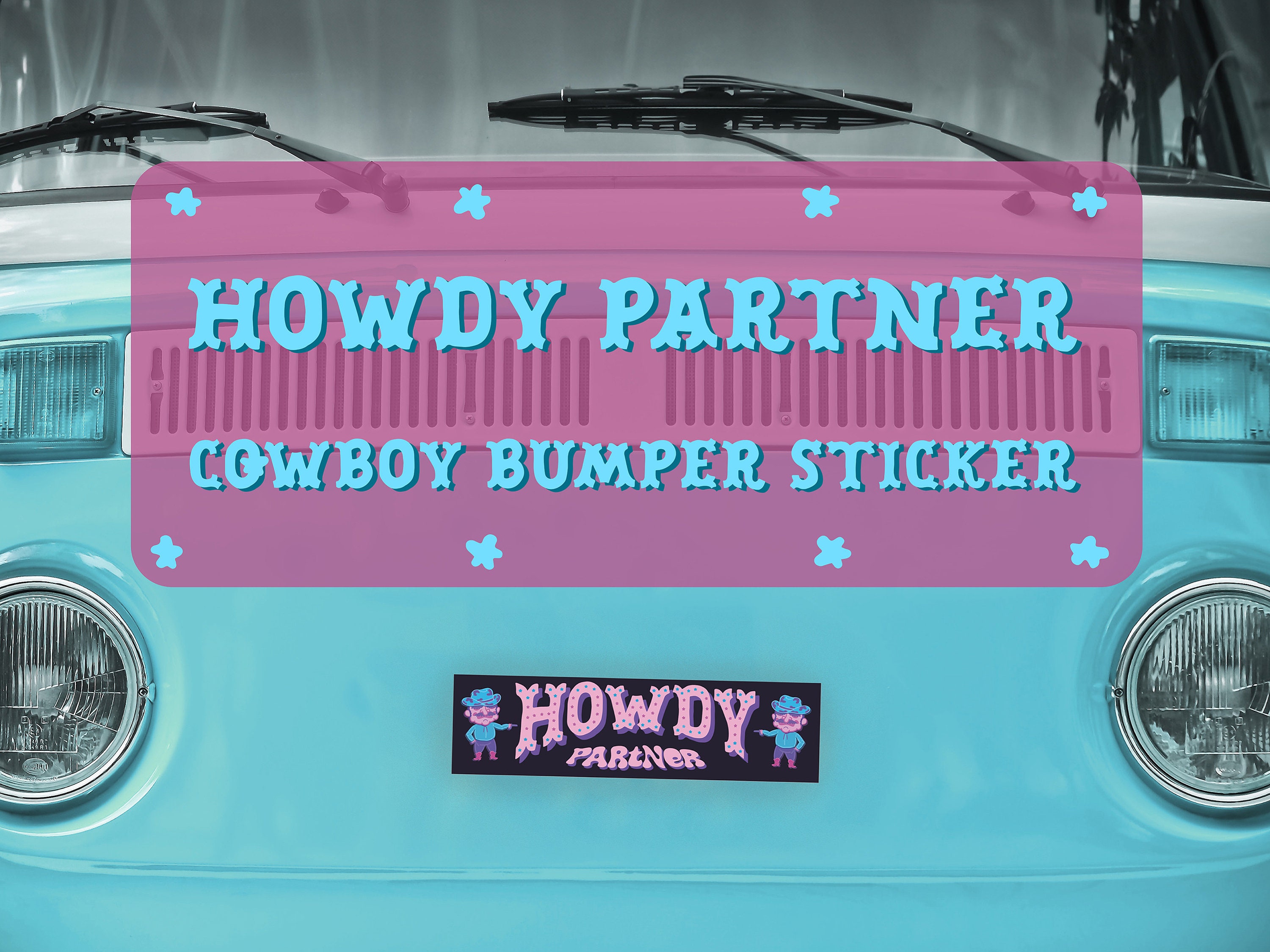 Howdy Cowboy Bumper Sticker Gift Western Cowboy Art Vinyl Car - Etsy
