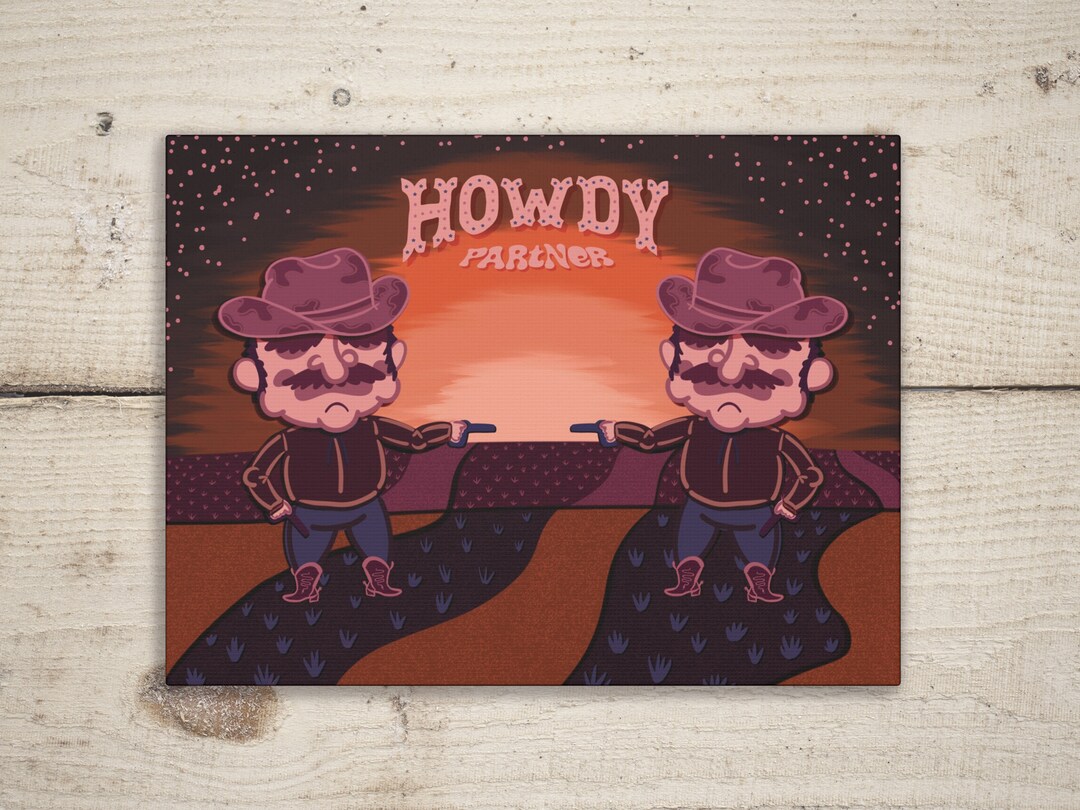 Howdy Partner Sunset Canvas Wall Art Print, Old Western Landscape ...