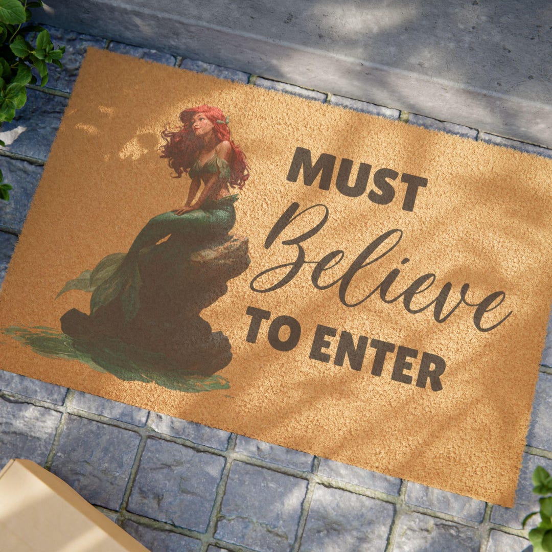 Mermaid Doormat | "must Believe" Coir Fiber Welcome Mat - Etsy