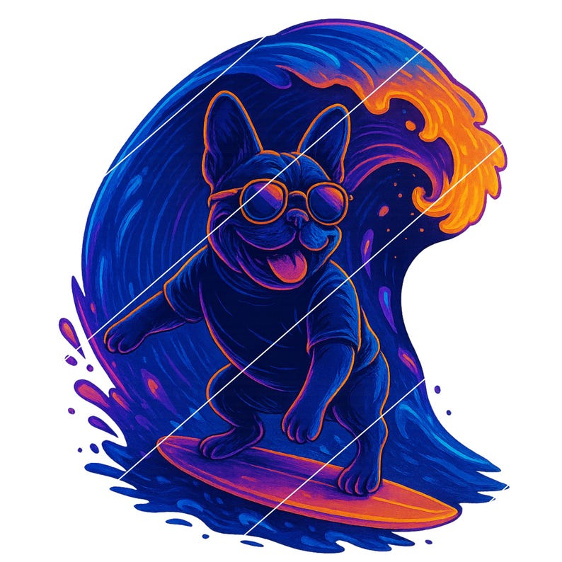 Ride the Wave French Bulldog PNG & JPG | Digital Download - Etsy